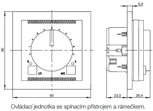 ABB Neo termostat otočný 3292M-A10101 01 bílá/ledová bílá