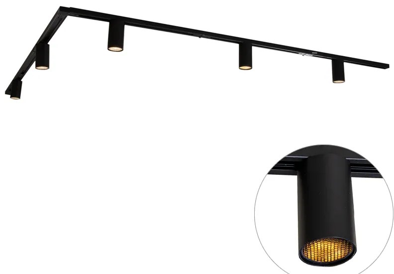Moderní kolejnicový systém s 5 černými 1-fázovými bodovými světly GU10 50mm - Iconic Ruby Honey