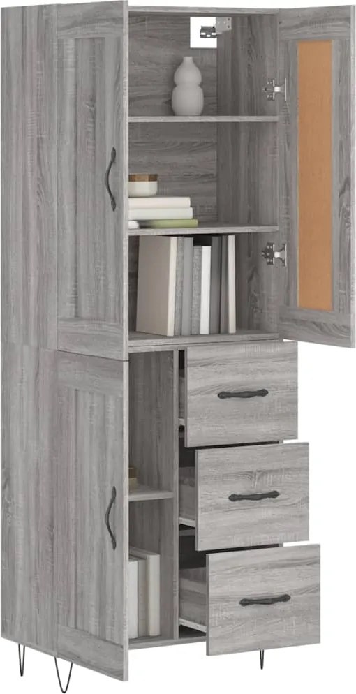 Skříň highboard šedá sonoma 69,5 x 34 x 180 cm kompozitní dřevo 3200039