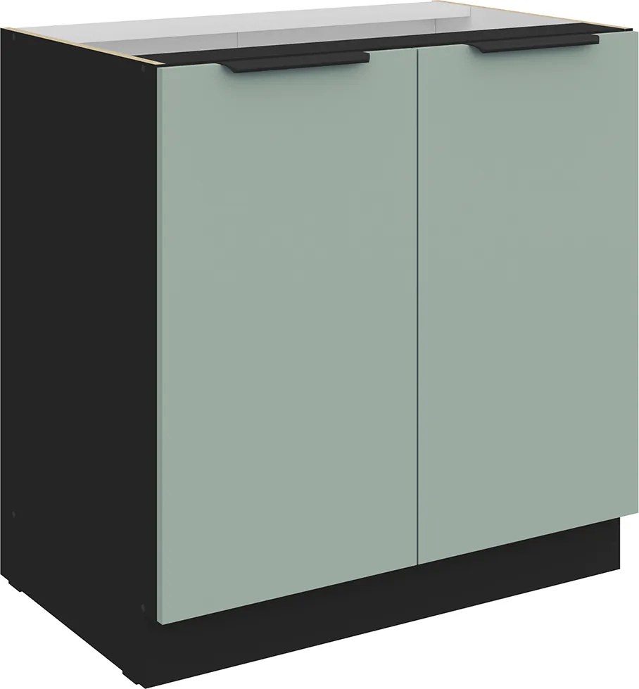 ARIA sc | dolní skříňka 80 D 2F policová | 80 cm | ANTI FINGERPRINT povrch | černá/aquamarine