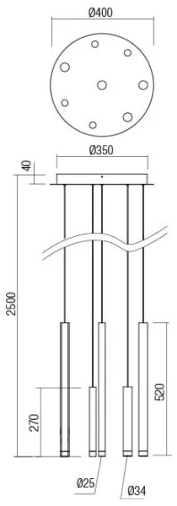 Redo 01-2052 - LED Lustr na lanku MADISON 8xLED/4W/230V černá