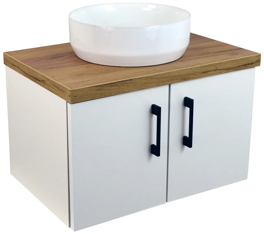 Comodo Koupelnová skříňka pod deskové umyvadlo Agria II W 60-HD - bílá/zlatý dub