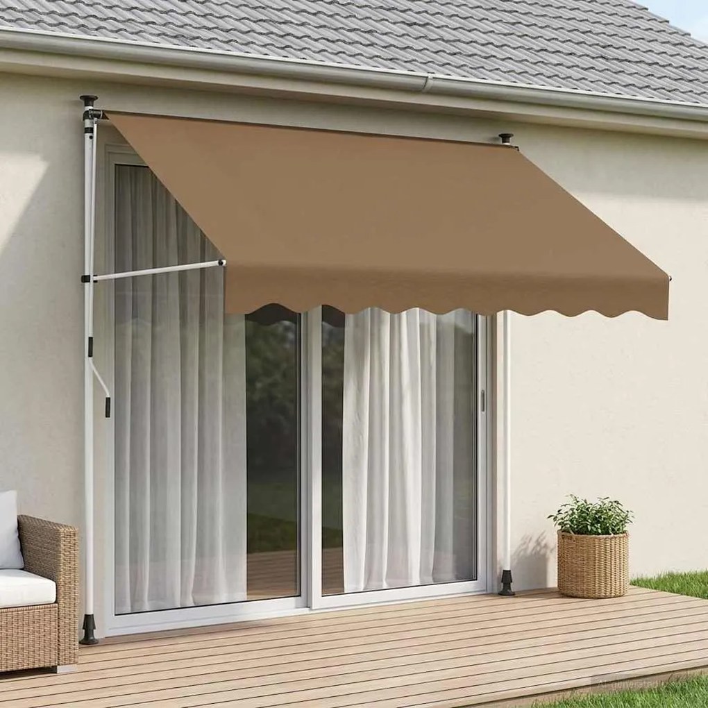 vidaXL Ručně zatahovací markýza 350 cm pruhy [42037063] Barva: oranžová a hnědá