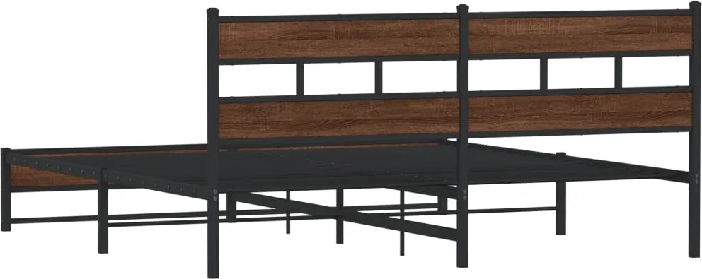 Kovový rám postele bez matrace hnědý dub 180 x 200 cm 3308512