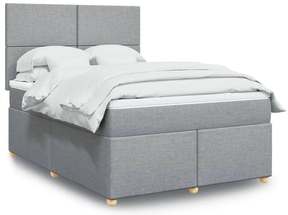Box spring postel s matrací světle šedá 160 x 200 cm textil 3291324