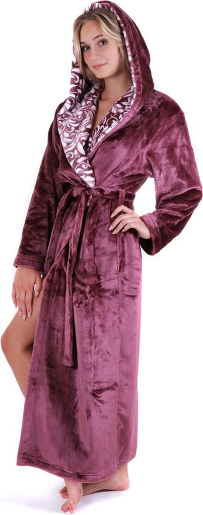 Župan s kapucí Flora mauve wine 39 56 4853 - S