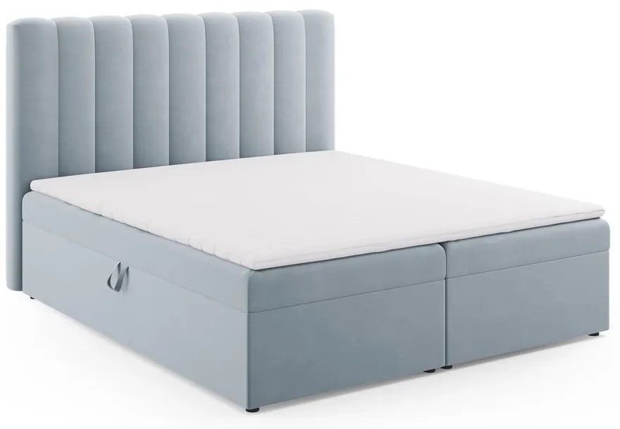 Světle modrá boxspring postel s úložným prostorem 180x200 cm Gina – Milo Casa