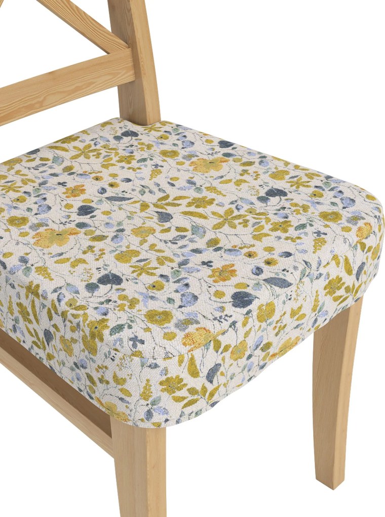 Sedák na židli IKEA Ingolf barva žlutá látka pletený vzor, vzorované