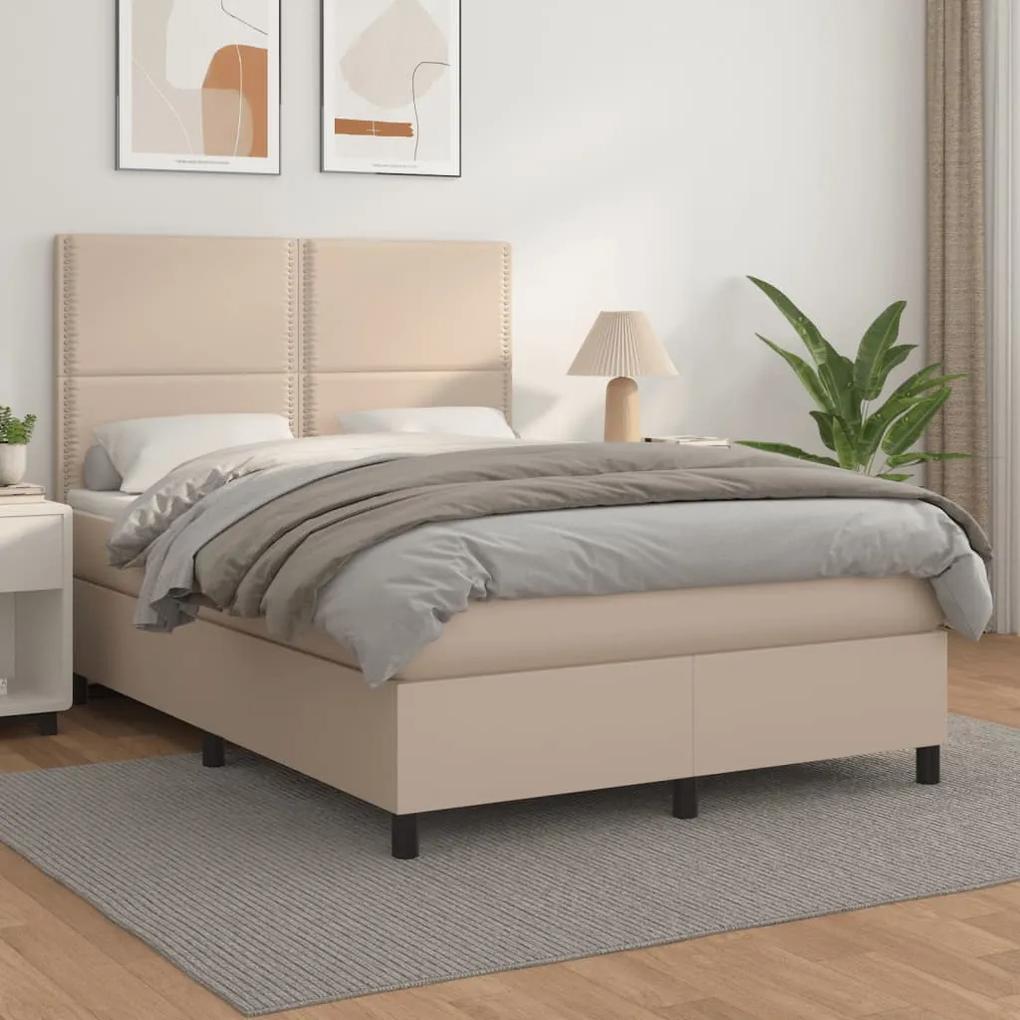 Box spring postel s matrací cappuccino 140x200 cm umělá kůže,  3142790