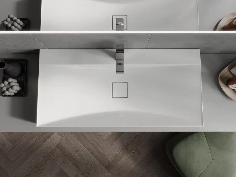 Mexen Poli, umyvadlo na desku z konglomerátu 100 x 48 cm, bílá, 23021001