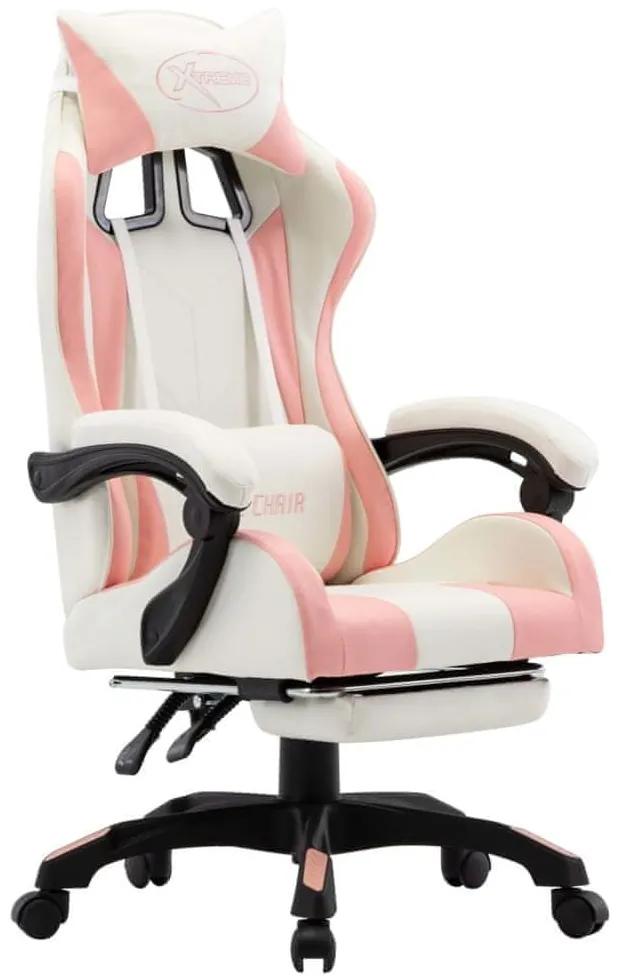 Petromila Herní židle s podnožkou růžová a černá umělá kůže