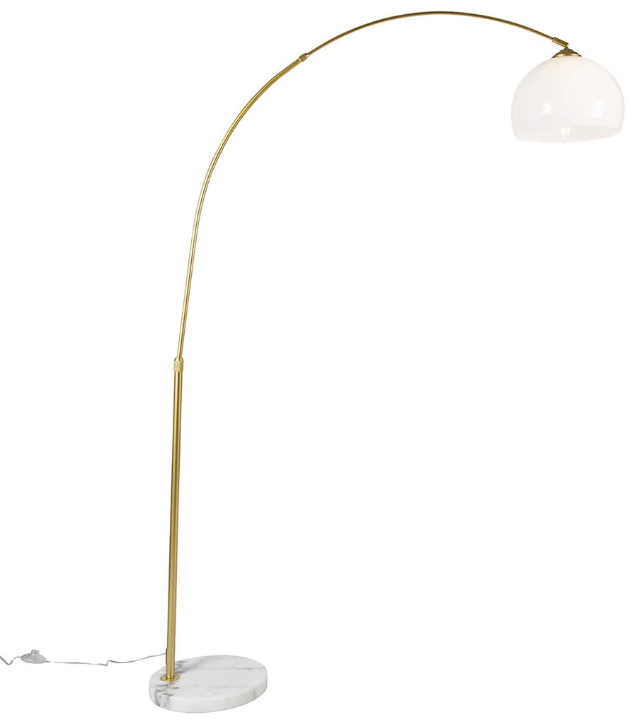 Chytrá oblouková lampa mosazná s bílým stínítkem vč. Wifi A60 - Arc Basic
