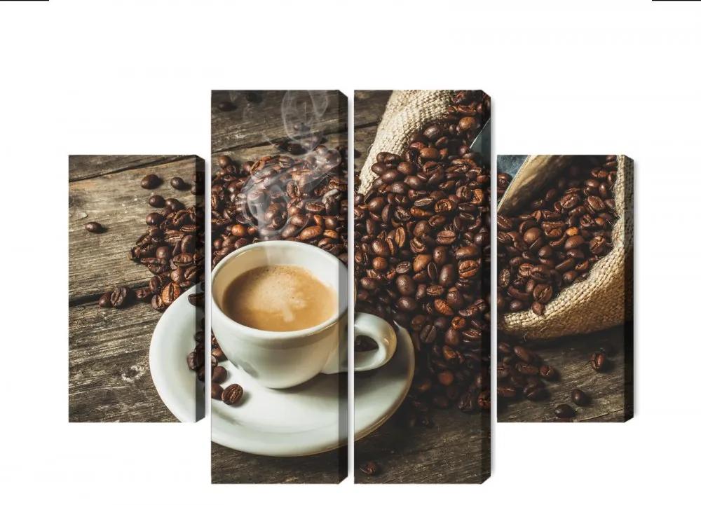 Vícedílný obraz Šálek Horké Kávy Nedostatek Nedostatek Přírodní plátno 160x120