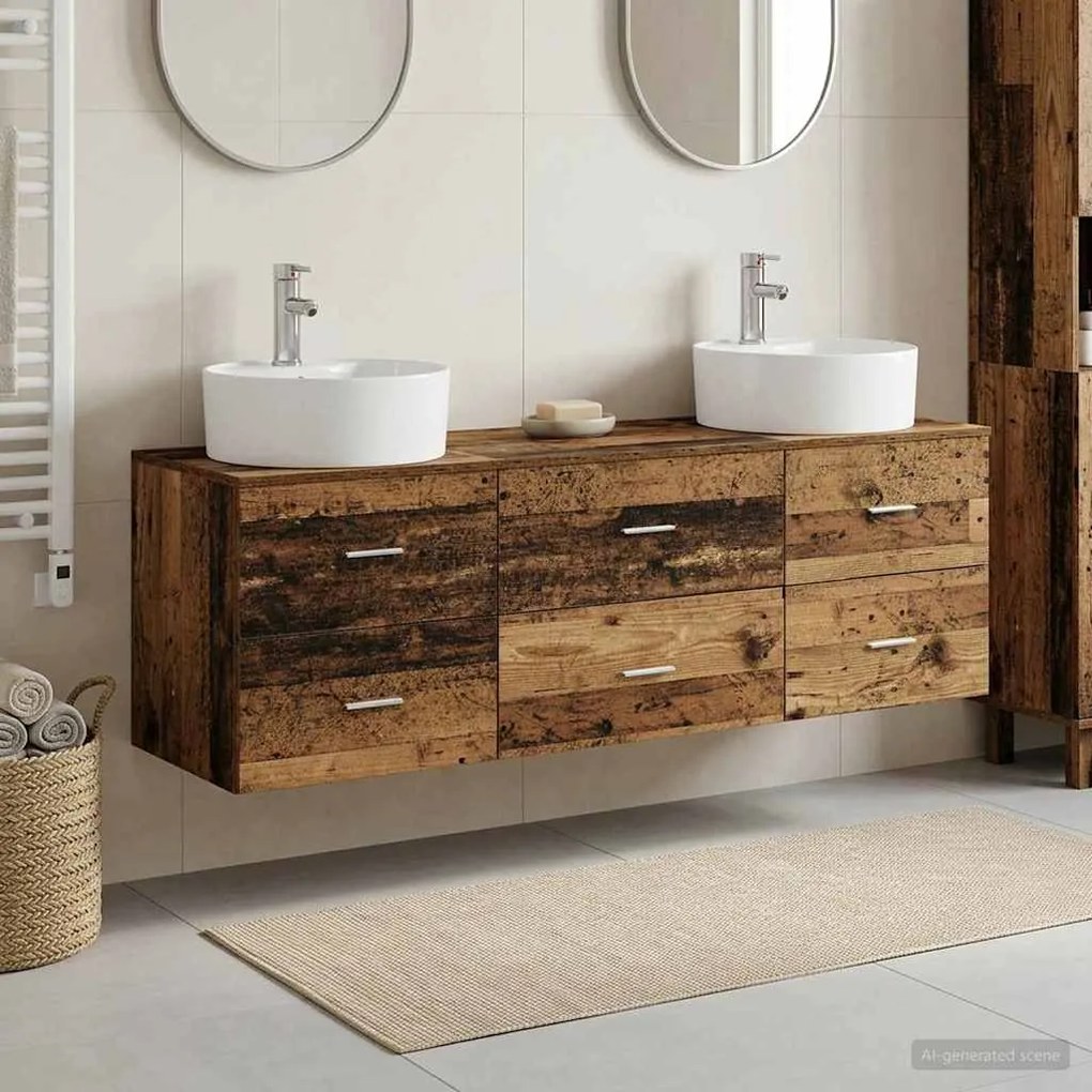 Sada koupelnových skříněk 3 ks Staré dřevo 62,5 x 44,5 x 50 cm 3405873