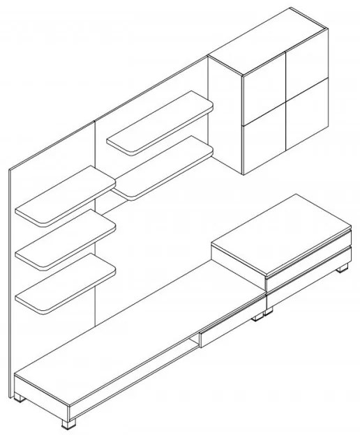 Obývací stěna 300x59x210 cm, barva noce