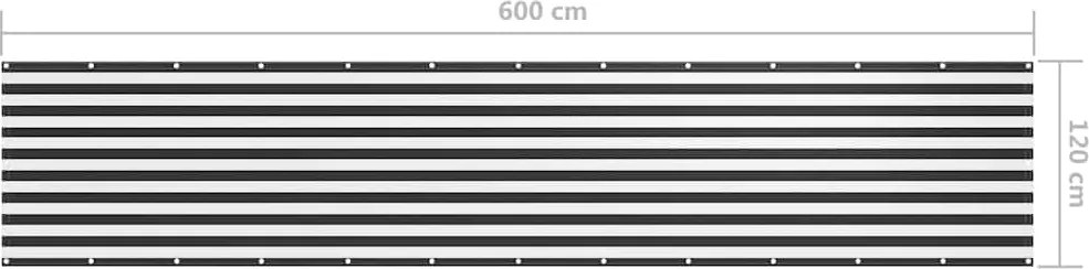 Balkónová zástěna antracitová a bílá 120x600 cm oxfordská látka 134887