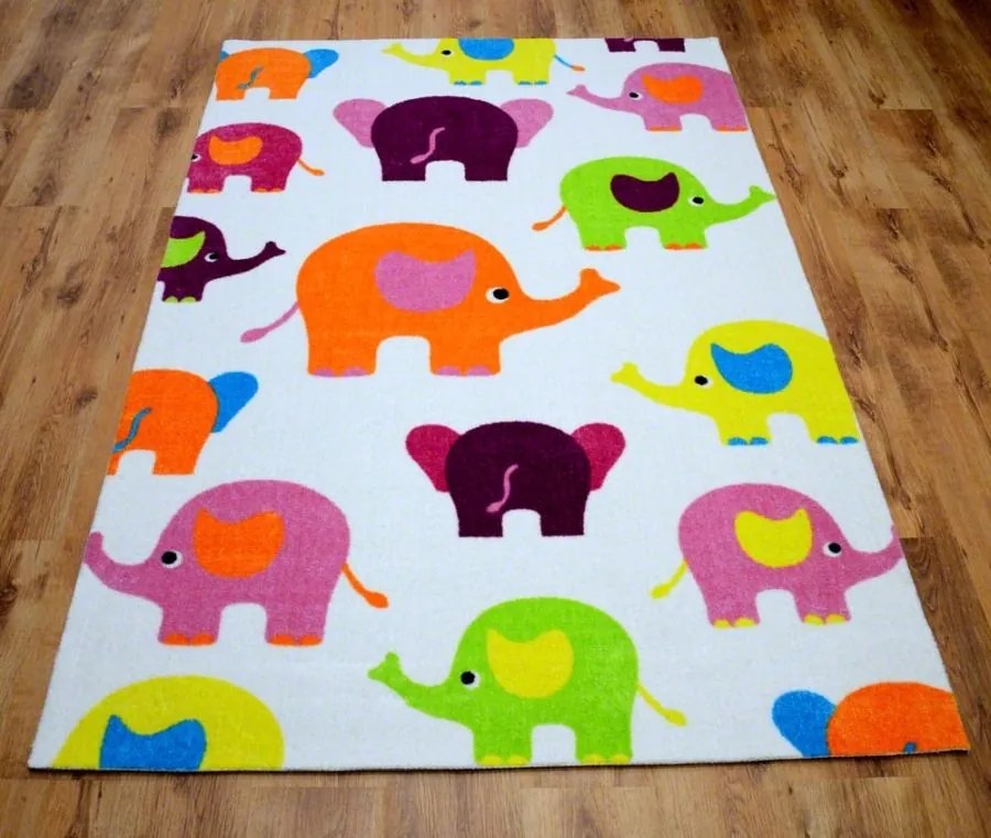 Dětský koberec Elefant bílý  165x235