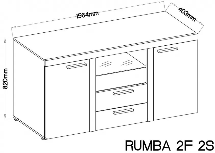 Stolarz komoda RUMBA dub lefkas LED osvětlení NE