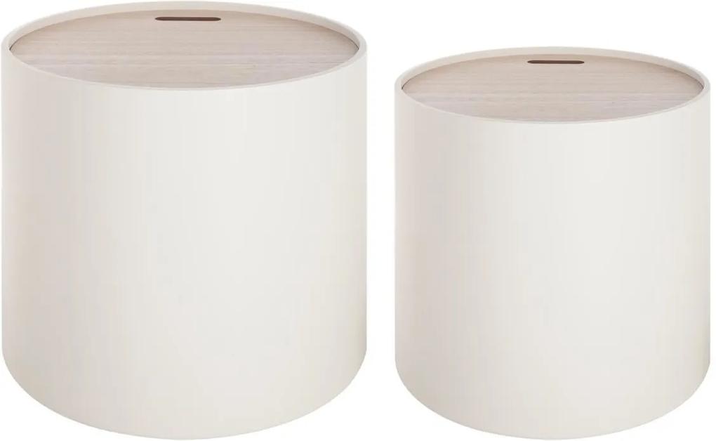 Organizér, box, kulatý box, nádoba, stolek  WHITE, 2v1 - 2 ks, barva bílá