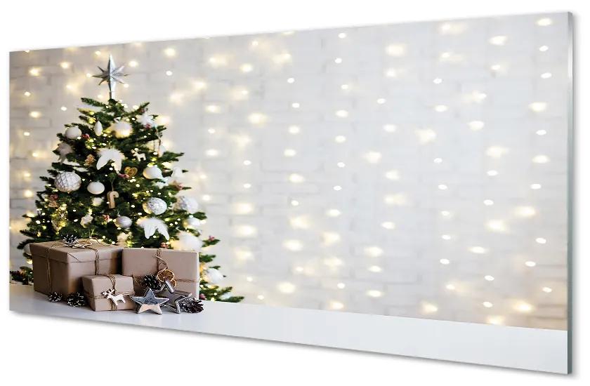 akrylový obraz Ozdoby na vánoční stromeček dárky 140x70 cm