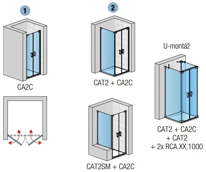 Ronal (Sanswiss) Ronal, CADURA White Line dvoukřídlé dveře CA2C Šířka: 140 cm