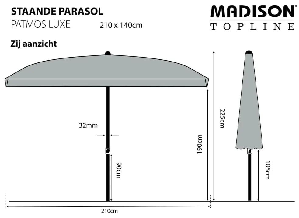 Madison Slunečník Patmos Luxe obdélníkový 210 x 140 cm šedohnědý - Default Title