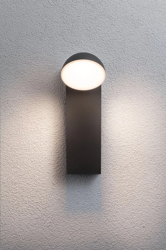 P 94738 LED venkovní nástěnné svítidlo Puka IP44 kruhové 110x125mm 3000K 8,5W 230V antracit hliník - PAULMANN