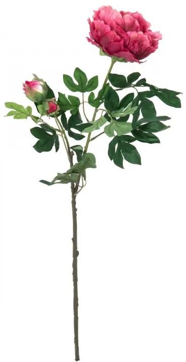 Umělá květina - Větvička pivoňky tmavě červená, 100 cm