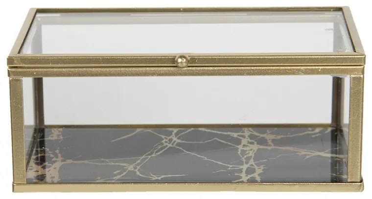 Skleněná šperkovnice se zlatým lemováním – 14x8x6 cm
