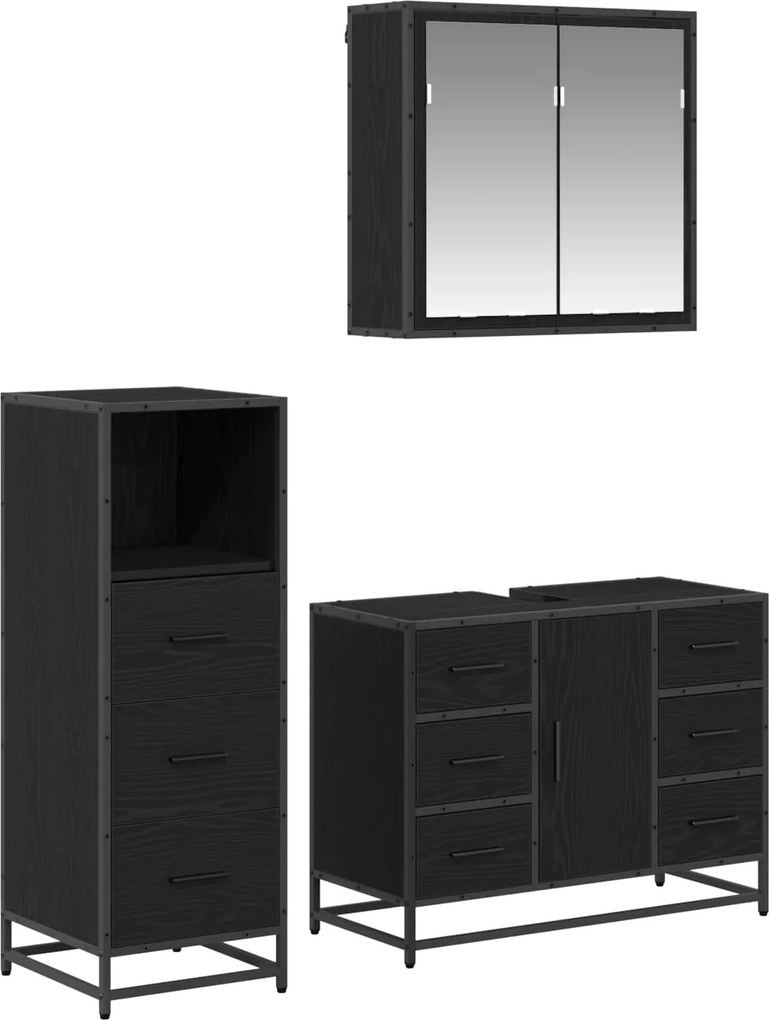 Sada koupelnového nábytku 3 ks Černý dub 80 x 33 x 60 cm 3402538