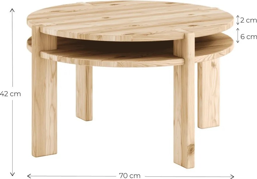 Kulatý konferenční stolek z borovicového dřeva ve světle přírodní barvě ø 70 cm Tuck – Karup