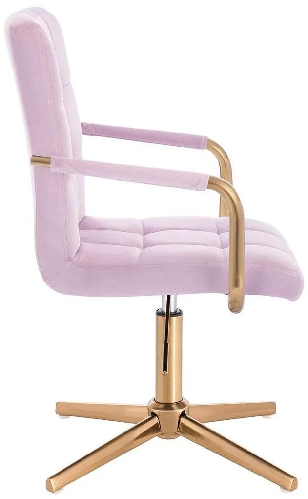 LuxuryForm Židle VERONA GOLD VELUR na zlatém kříži - levandule