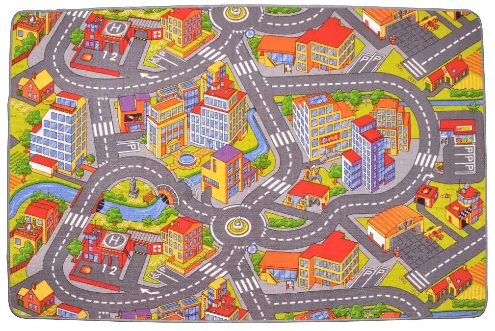 Vesna | Dětský koberec silnice RALLY 1228, 140x200 cm, pestrobarevný | BIANO