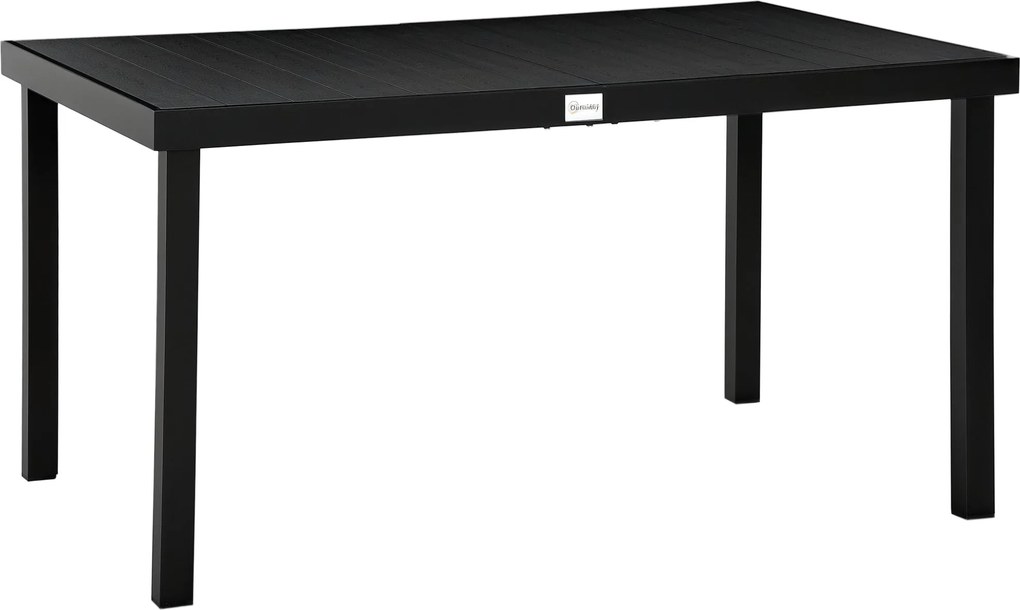 Zahradní stůl Outsunny pro 6 osob - Hliníkový stůl na venkovní stolování, snadno čistitelný plast, černý, 140 x 90 x 74 cm | Aosom