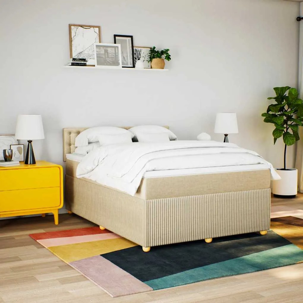 Box spring postel s matrací krémová 140x200 cm textil 3289798