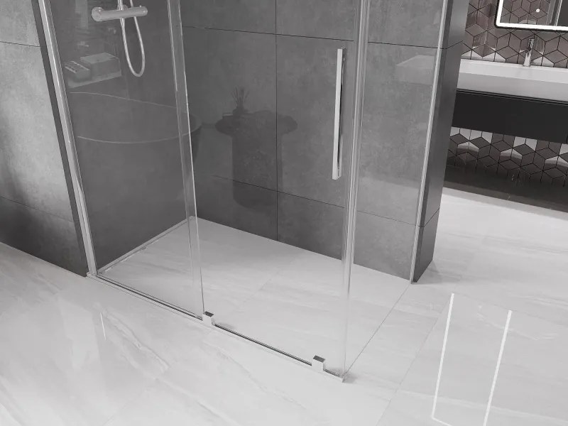 Mexen Velar, sprchový kout s posuvnými dveřmi 140(dveře) x 75(stěna) cm, 8mm čiré sklo, chromový profil, 871-140-075-01-01