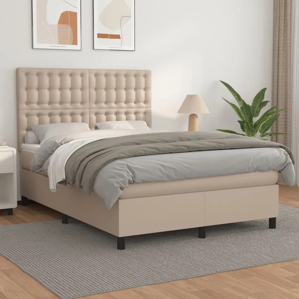 Box spring postel s matrací cappuccino 140x200 cm umělá kůže 3142850