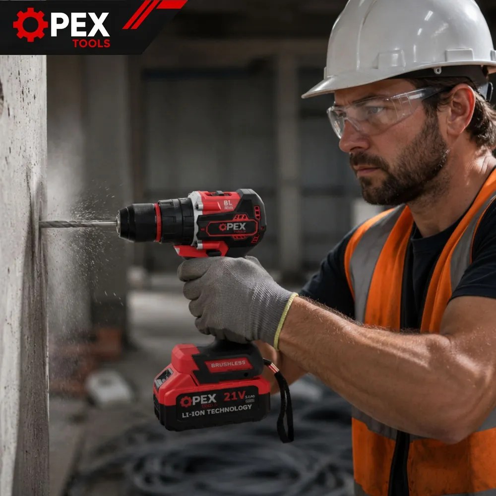 OPEX TOOLS Sada 2 v 1: vrták a šroubovák + akumulátový rázový klíč, 2x aku 21 v, 3 ah