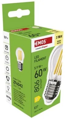 Emos lighting LED žárovka Filament Mini Globe / E27 / 5,9 W (60 W) / 806 lm / teplá bílá 1525743211
