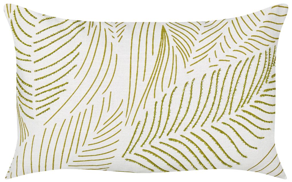 Sada 2 bavlněných polštářů se vzorem listů 30 x 50 cm bílé/zelené SPANDOREA Beliani