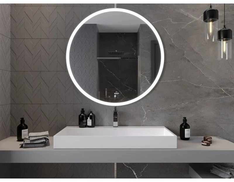 Mexen Oro, kulaté LED podsvícené koupelnové zrcadlo 100 cm, 6000K, topná podložka proti zamlžování, 9824-100-100-611-00