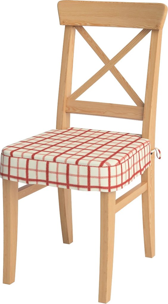 Sedák na židli IKEA Ingolf barva červená látka vzorované