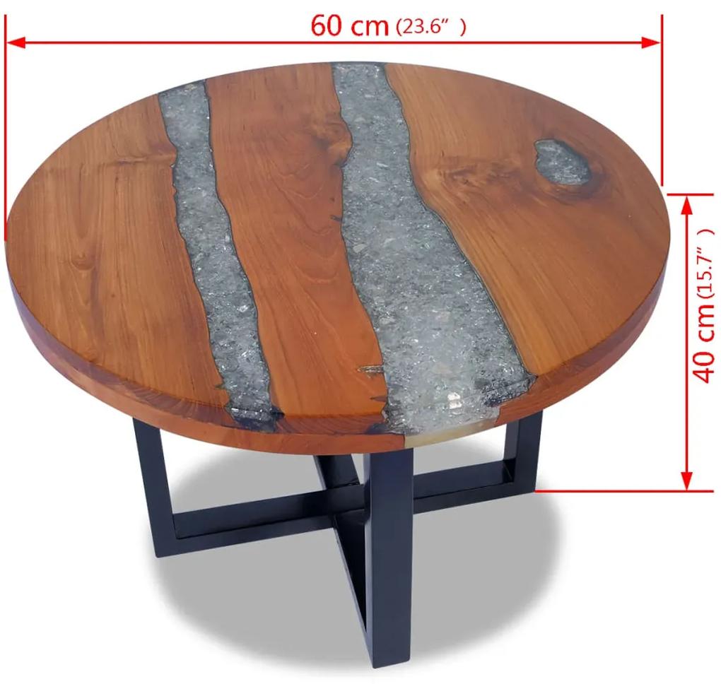 Konferenční stolek, teak a pryskyřice 60 cm - Default Title