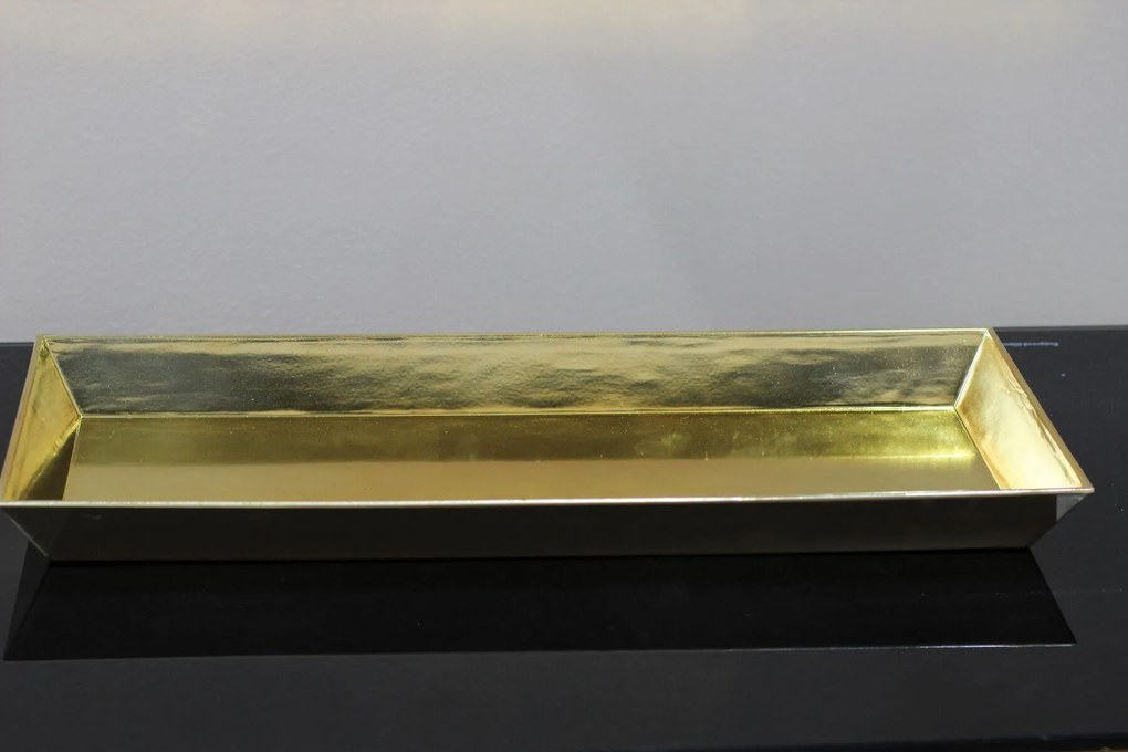 Zlatá plastová tác hranatá 49cm