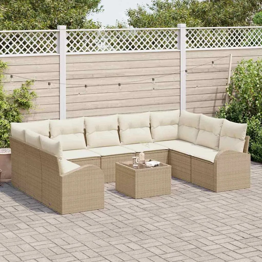 Set pohovek 10 ks Béžová [Syntetika]: Poly Ratan 3346211