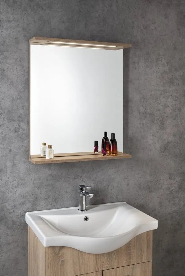 Aqualine Aqualine, KORIN STRIP zrcadlo s LED osvětlením a poličkami 80x70x12cm, KO350S