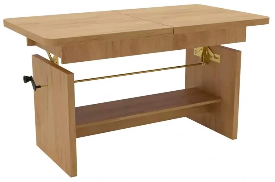 Konferenční stolek JANEK 2v1 | rozkládací 116-156 cm | kraft zlatý