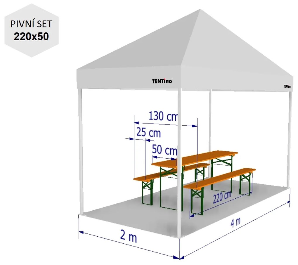 NŮŽKOVÝ PÁRTY STAN 2x4 m TENTino SMALL HEXAGON Barva: 10A - HNĚDÁ