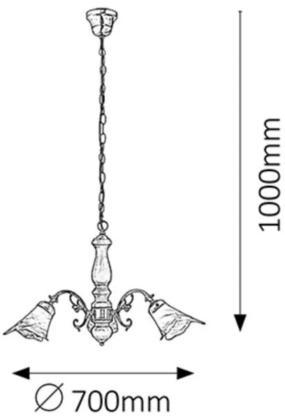 Rabalux 7093 - Lustr na řetězu RUSTIC 3 3xE14/40W/230V