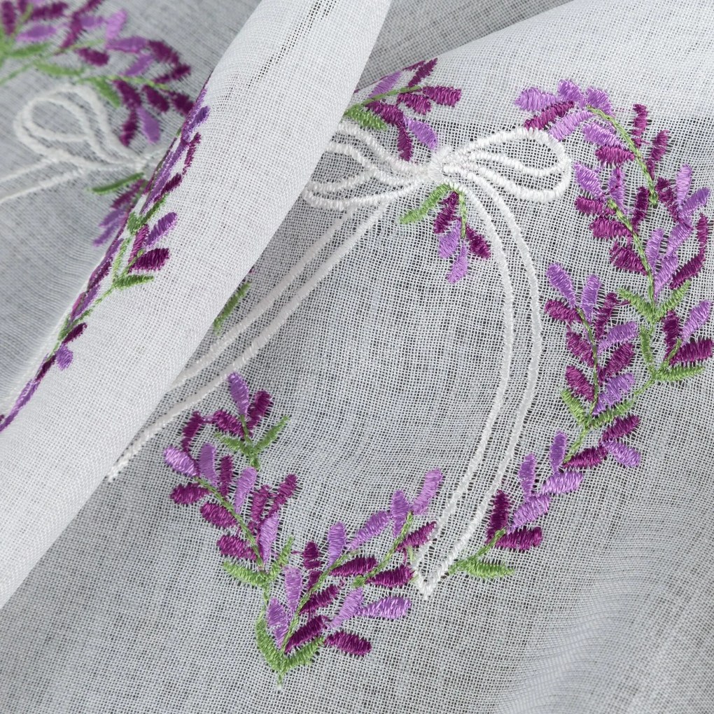 KRÁTKÁ ZÁCLONA NA POUTKÁCH LAVENDER 145X70 CM KVĚTY